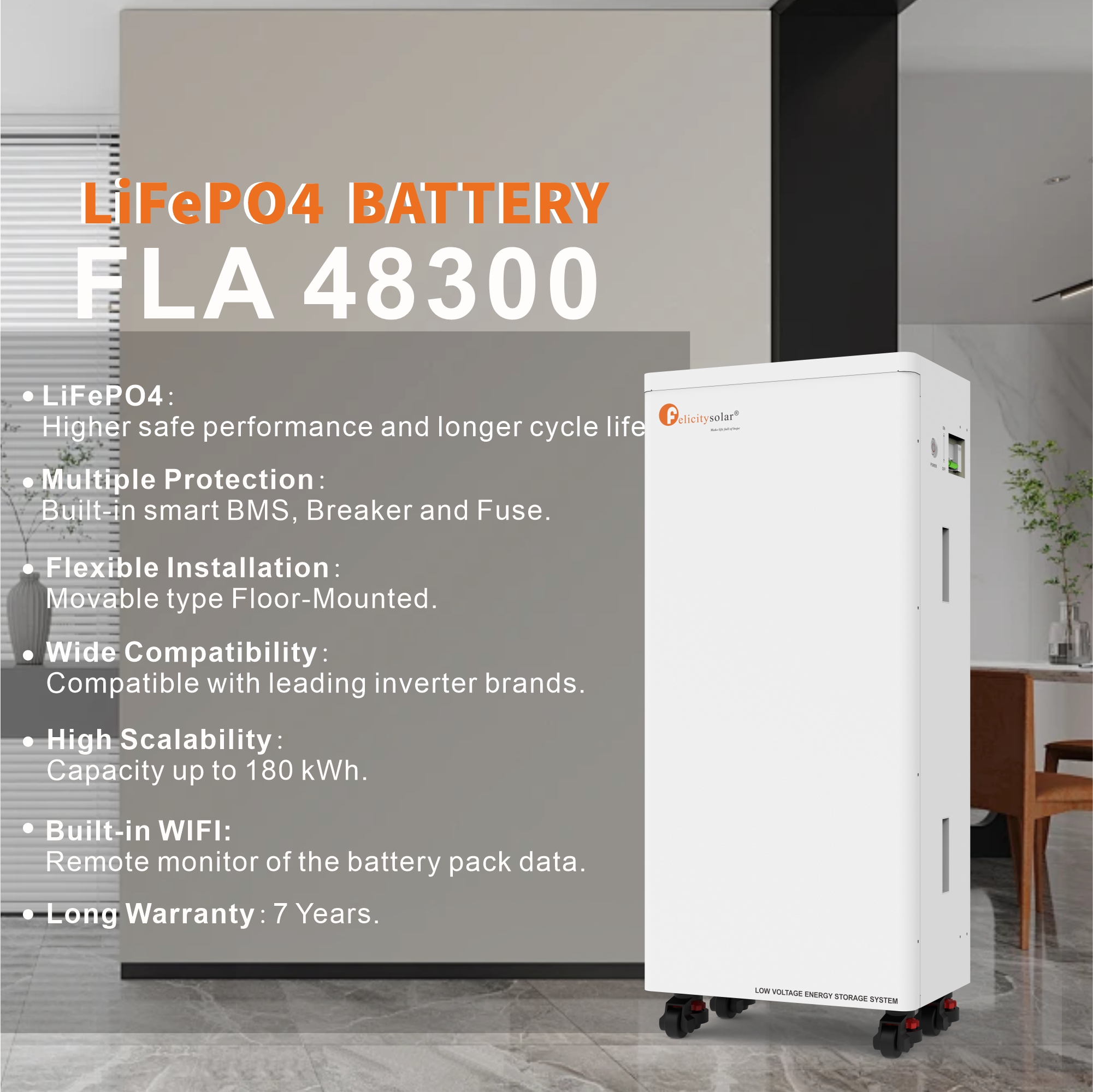 Felicity Solar 15KW 48V 300AH FLA Lithium Battery