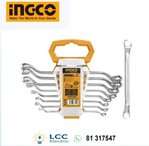 High Quality INGCO 8 PCS Offset Ring Spanner
